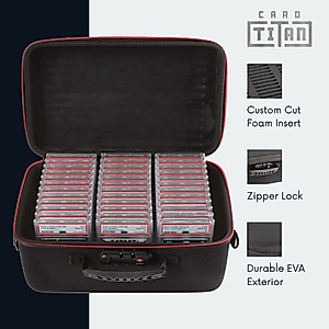 Card Titan Pro Graded Card Storage Box - Great CSG & PSA Graded Card Case with Zipper Lock - 36 Slot Trading Card Storage Box Fits 36 PSA or CSG Graded Slabs and Graded Cards