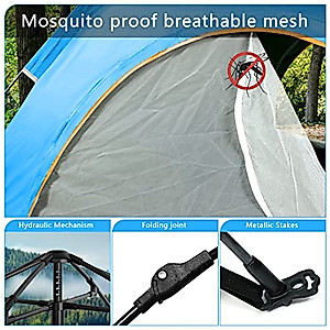 Qisan Family Camping Tent 3-4 Person Automatic Hydraulic Canopy Tent Easy to Set up and Package Windproof Backpacking Tent for Camping, Hiking, Outdoor Festivals, Car Trip Blue Color