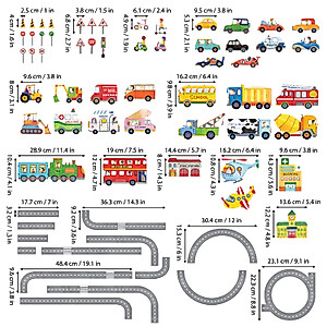 DECOWALL SG3-1404P1405 The Road and Cars Kids Wall Stickers Wall Decals Peel and Stick Removable Wall Stickers for Kids Nursery Bedroom Living Room (Medium) décor