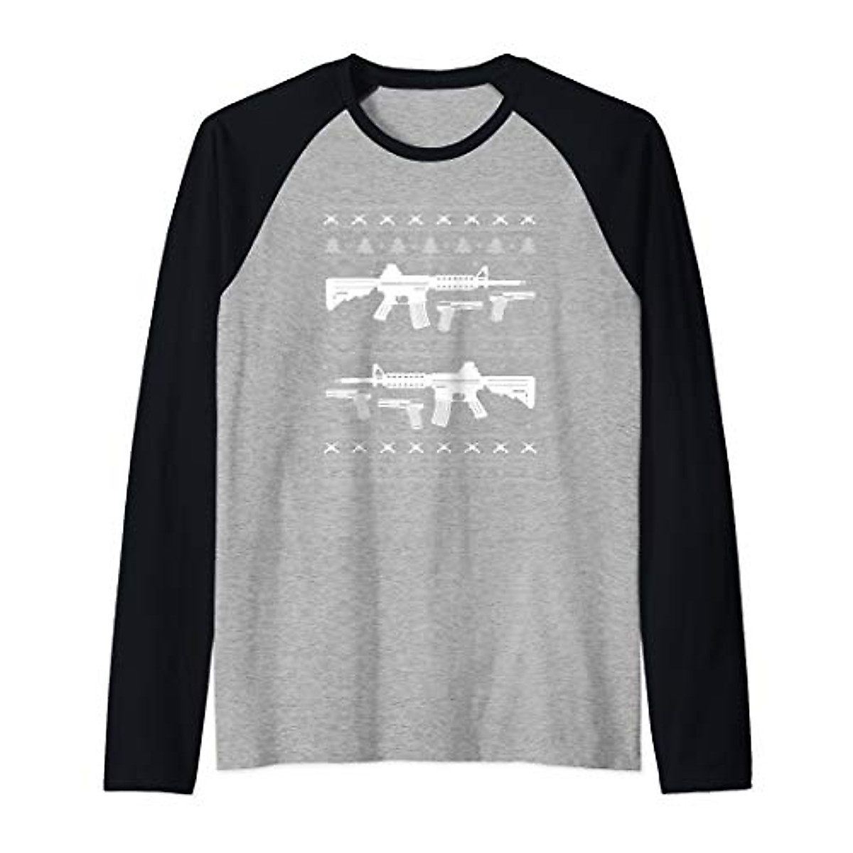 Gun Hunter Hunting Funny Cop Police Ugly Christmas Raglan Baseball Tee