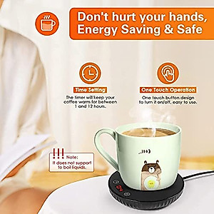 Coffee Mug Warmer, Coffee Warmer with 2 Temp Settings, Candle Warmer w/Auto Shut Off &1-12H Timer, Coffee Warmer for Desk Home Office, Coffee Cup Warmer for Coffee, Beverage, Milk, Tea, Hot Chocolate