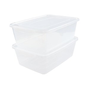 Zopnny 2-Pack Plastic Containers Box with Latching Lid, Stackable Nestable Storage Bins, Clear Pizza Dough Proofing Box, 16 Quart