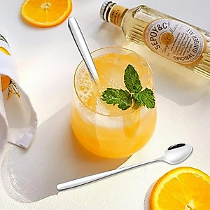 tiokin Long Handle Spoon, Iced Tea Spoons,7.8-Inch Coffee Spoon,Ice Cream Spoon, Stainless Steel TeaSpoons,Cocktail Stirring Spoon,Set of 6