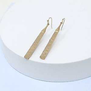 POMINA Gold Long Vertical Linear Bar Dangle Drop Earrings Hammered Gold Geometric Link Dangling Fashion Earrings for Women