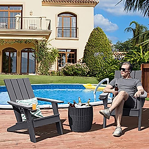 YITAHOME Adirondack Chair with Cup Holder Weather Resistant Resin Adirondack Chairs for Outdoor Garden Lawn Yard Garden Patio Deck Fire Pit