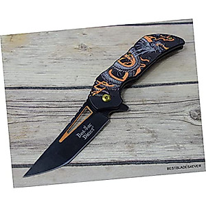7.75 Inch Dark Side Fantasy Open Folding Pocket Knife With Clip Outdoor Survival Hunting Knife by Survival Steel