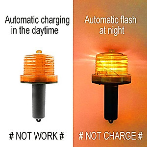 DE-Spark Luwint Handheld Emergency LED Solar Powered Strobe Warning Light, Road Construction Cone Traffic Light Flicker Beacon Lamp
