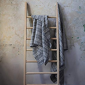 LinenMe Set of 2 Linen Guest Towels, 14" x 17", Black/Natural Striped, 100% linen, Prewashed