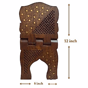 Garden Of Arts Wooden Handmade Quran Geeta Bible Holder Support Stand Reading Book Holder Display Folding Religious Prayer Stand Wooden Holy Book Stand Small Size 12 inch