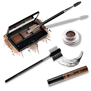 BLEGGEIT Pro Eyebrow Brush and Comb, Metal Eyelash Brush and Eyelash Comb Separator, Steel Brow Brush and Eyebrow Comb Set, Spoolie Brush and Angled Brow Brush, Precision Application, Defining and Shape (2 PCS)
