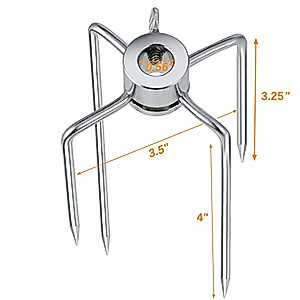 Apromise Stainless Steel Rotisserie Forks - Heavy Duty Grill Rotisserie Meat Forks (2 Pieces) | Fits 1/2-Inch and 3/8-Inch Hexagon & 3/8-Inch and 5/16-Inch Square Rotisserie Spit Rods