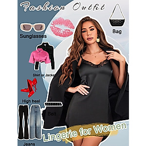 Avidlove sexy pajamas for women sexy lingerie gowns teddy lingerie valentines lingerie Black X-Large