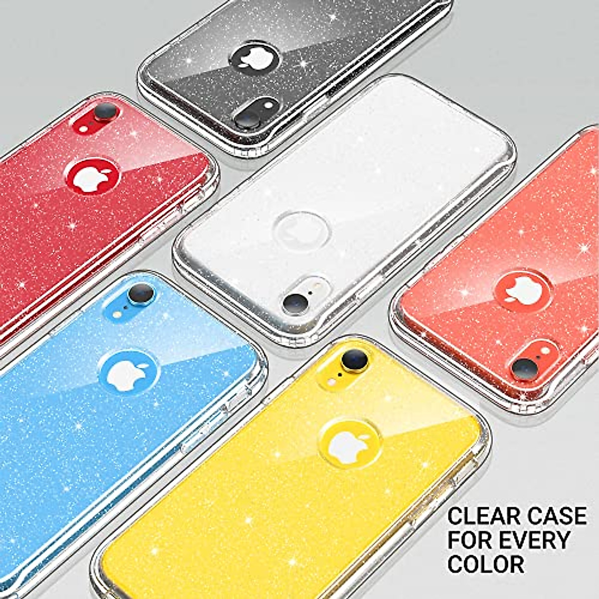 ULAK Compatible with iPhone XR Case Clear Glitter for Women Girls, Hybrid Hard PC Back Cover with Protective Bumper Anti-Scratch Shockproof Phone Case for iPhone XR 6.1 inch, Sparkle