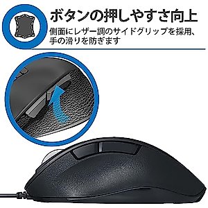 ELECOM Wired Mouse Blue LED Grip Feeling EX-G Series M Size 5 Buttons Red M-XGM10UBBK