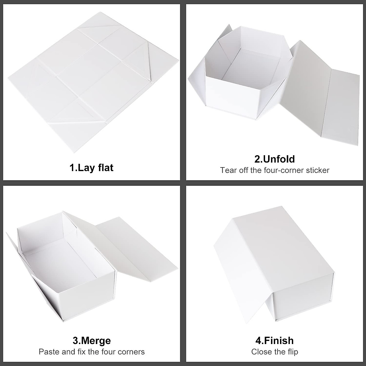White Gift Box 12" x 6" x 4" with Magnetic Closure Lid Gift Box for Presents,Bridesmaid Gifts Box,Cute Box,Birthday Gift box,Luxury for Gift Packaging, Magnetic Gift Box for Wrapping Gifts (White)