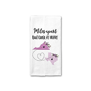 Long Distance Kitchen Towel | Two State Mother Daughter | Gift For Friend | Gift For Her | Mother Present | Mothers Day Gift | Long Distance Map Gift | Unique Sister Gift | Gift for Daughter