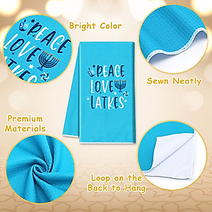 Hanukkah Kitchen Towels Chanukah Decorative Dish Towels Hanukkah Gnome Drying Cloth Tea Towels for Challah Days Kitchen Cooking Baking Holiday Decorations, Housewarming Presents Set of 4