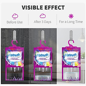 NATRUTH 12-PACK Moisture Absorber Bags With Lavender,Desiccant Hanging Bag Use for Kitchen Bathroom Wardrobe, Eliminates Odors，Odor Absorber Humidity Packs, Hanging Closet Dehumidifier Bags for Closet