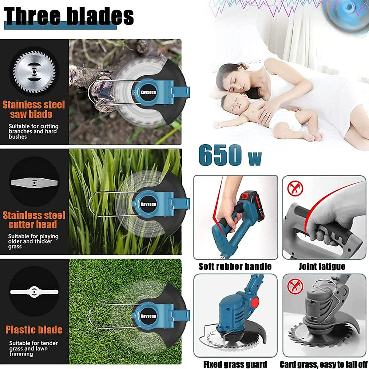 JNYB Cordless Grass Trimmer 24V Electric Grass Trimmer Lawn Edger with Li-ion Battery and Charger Telescopic String Trimmer Weed Grass Cutter Kit