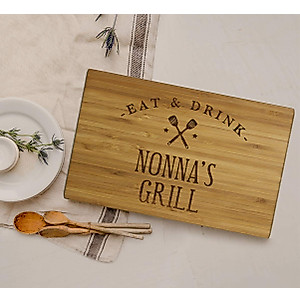 Andaz Press Large Bamboo Wood BBQ Cutting Board Gift, 17.75 x 11-inch, Nonna's Grill, 1-Pack, Laser Engraved Serving Chopping Board Christmas Birthday Chef Kitchen Ideas