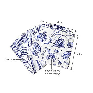 Kate Aspen Blue Willow Wedding Napkins, Thick Decorative Dinner Napkins, Luncheon Serveware, Perfect for Wedding Reception Or Bridal Shower
