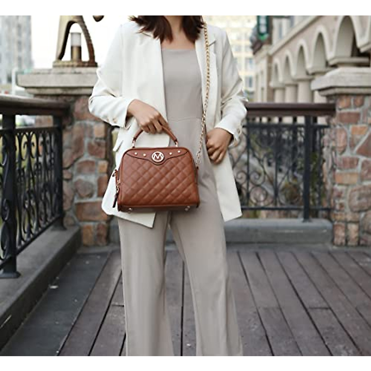 MKF Collection Satchel Bag for Women, Crossbody Handbag Top-Handle Purse