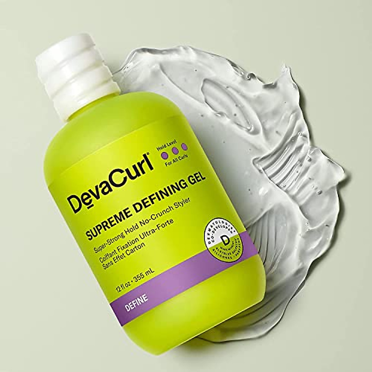 DevaCurl Supreme Defining Gel Super-Strong Hold No-Crunch Styler, Bright Breeze, 12 fl. oz.