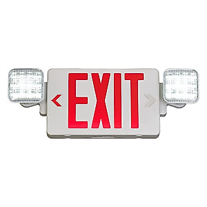 TANLUX Red Exit Sign with Emergency Lights, LED Emergency Exit Light with Battery Backup, UL Listed, AC 120/277V, Commercial Emergency Lights Combo for Business - 1 Pack