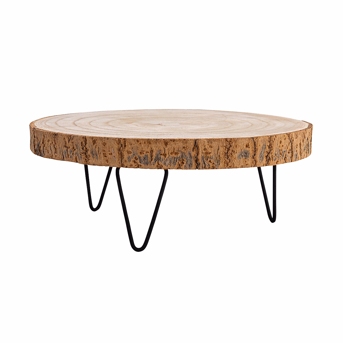 Creative Co-Op Large Paulownia Wood Pedestal with Metal Legs