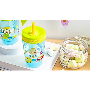 Zak Designs 15oz Cocomelon Kelso Tumbler Set, Leak-Proof Screw-On Lid with Straw Made of Durable Plastic and Silicone, Perfect Bundle for Kids, 1 Count (Pack of 1)