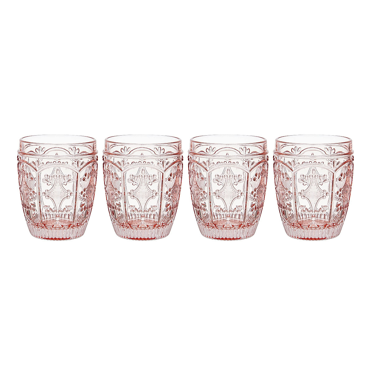 Fitz and Floyd Trestle Rocks Double Old Fashioned, Set of 4, Blush