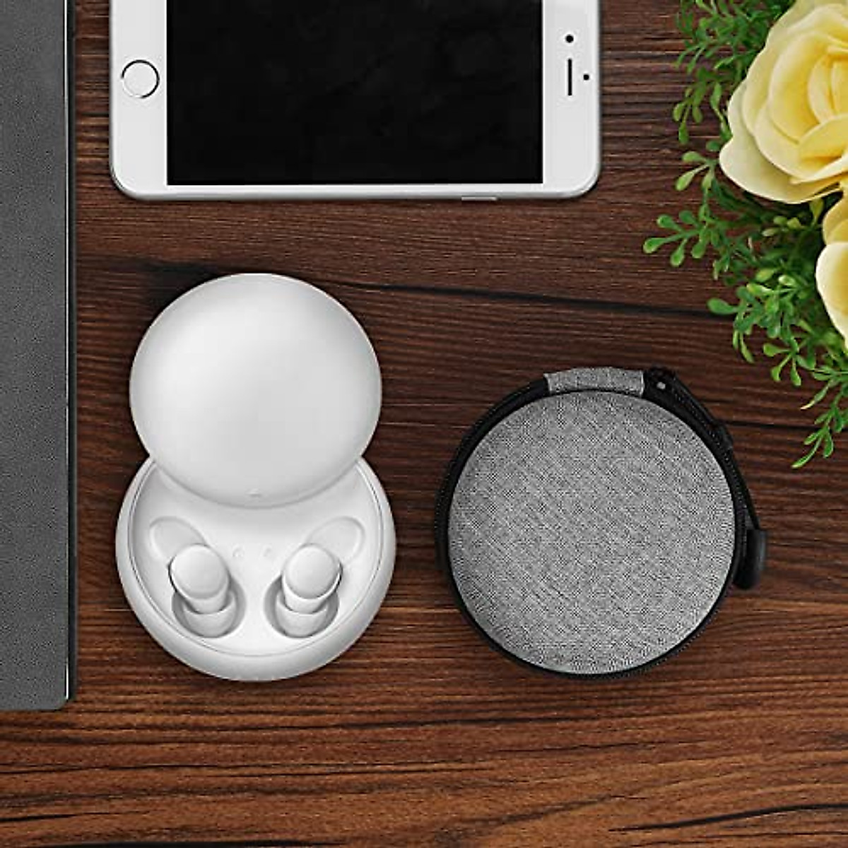 Geekria Shield Headphones Case Compatible with Soundcore Sleep A10 Wireless Bluetooth Earbuds Case, Replacement Hard Shell Travel Carrying Bag with Cable Storage (Grey)