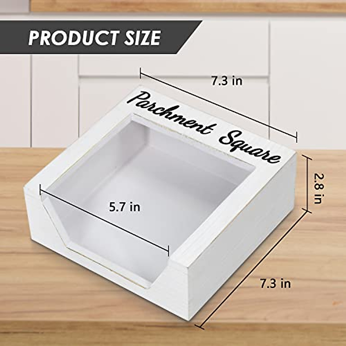 Parchment Paper Sheets Dispenser, Parchment Paper Square Holder for Kitchen Counter Drawer Organizer, Wooden Parchment Paper for Baking Hamburger Patty Paper Dispenser, Wax Paper Dispenser
