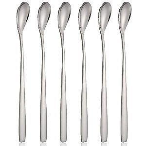Iced Tea Spoons Set of 6 Stainless Steel Coffee Stirring Spoons Cocktail stir sticks Spoons Ice Cream Spoons with Long Handle