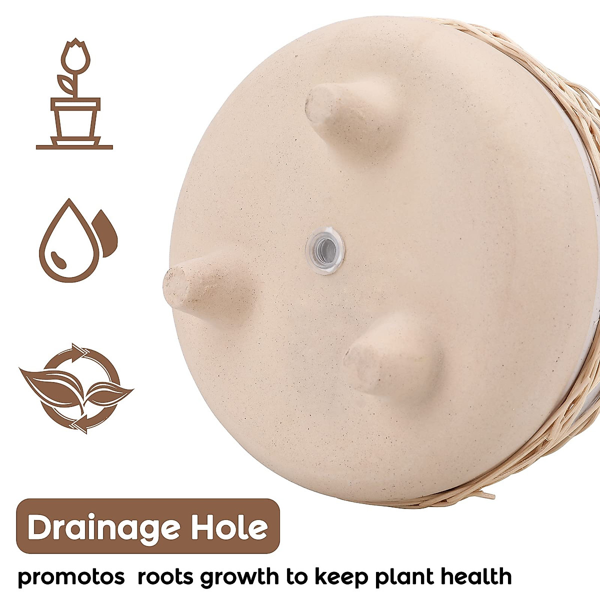 Chonsun Ceramic Planter 8 Inch Plant Pots Indoor Outdoor Planter with Drainage Hole Flower Pots Plant Pot Ceramic Mid-Century