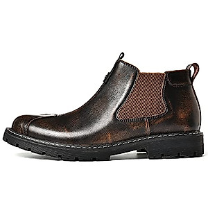 Men's Chelsea Boots For Men Oxfords Dress Leather Shoes Mens Formal Casual Man Work Fashion Brown Size 10 Loafers Slip On Male Hiking Cowhide Shoe High Top