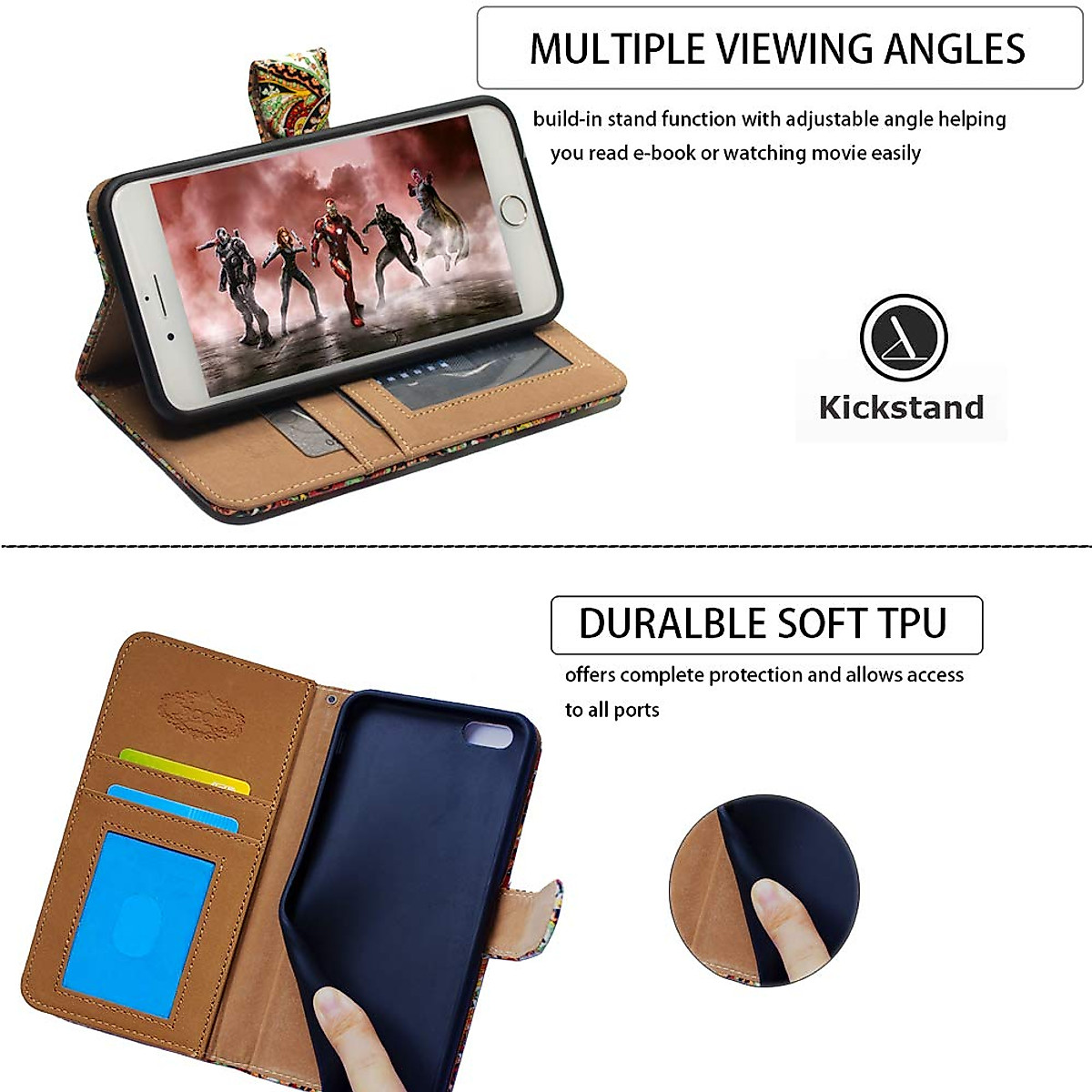 Bcov Case for Galaxy A01, Gorgeous Colours Circle Mandala Leather Flip Case Wallet Cover with Card Slot Holder Kickstand for Samsung Galaxy A01