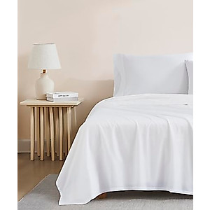 Linen Closet Luxury Cotton 144 Thread Count Organic Cotton 4-Piece Sheet Set, Queen, Arctic White