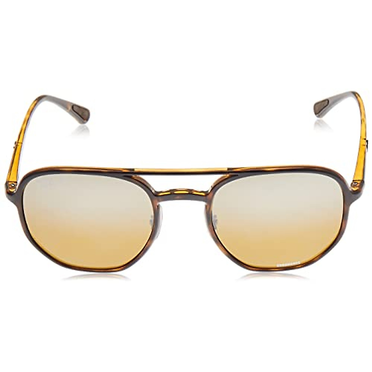 Ray-Ban Rb4321ch Chromance Hexagonal Sunglasses, Light Havana/Polarized Brown Mirrored Grey Gradient, 53 mm