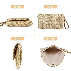 LUI SUI Straw Clutch Purse Bags for Women Summer Beach Purse Woven Straw Shoulder Bags Beach Clutch Bags