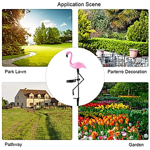 Yosoo- Solar Flamingo Garden Light, 2 Pack Pink Flamingo Solar Powered Outdoor LED Lawn Light Decorative Stake Lamp Pink Flamingo Yard Ornament Stakes for Garden Yard Pathway
