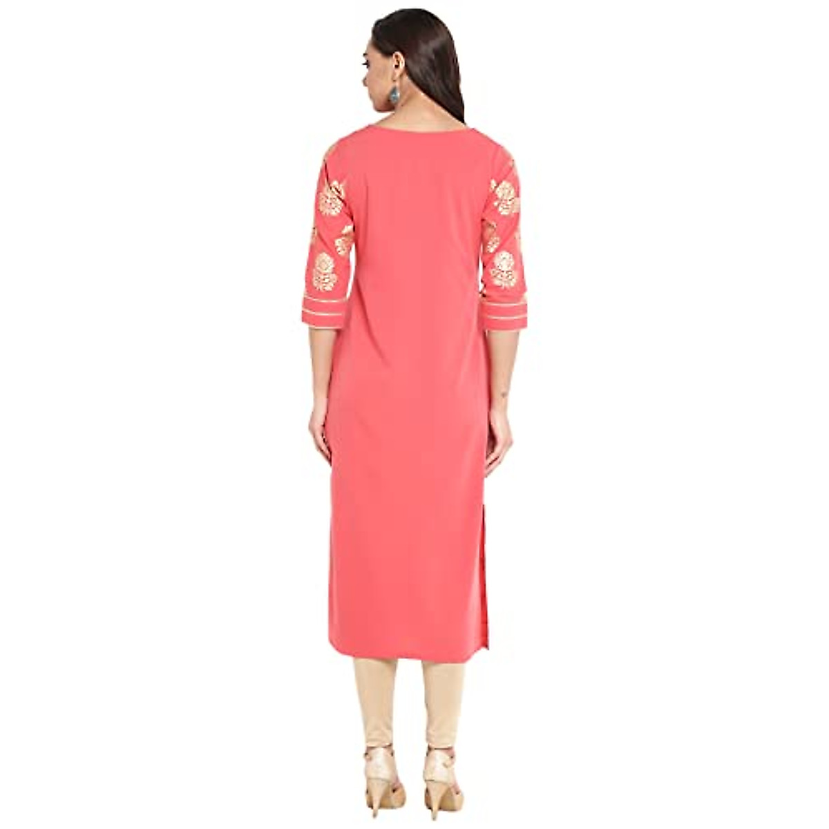 Janasya Indian Women's Tunic Tops Crepe Kurti for Women(JNE3261-KR-L)