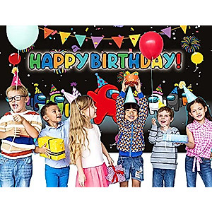 ZEADERS Video Game Theme Party Supplies Photography Backdrop Baby Happy Birthday Party Banner Photo Background Cake Table Decoration for Indoor Outdoor Living Room Yard (5x3.3ft)