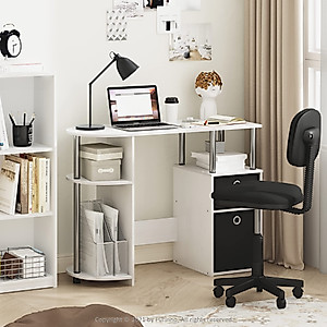 Furinno Jaya Simplistic Computer Study Desk, White Oak/Chrome/Black