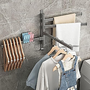 Swivel Towel Rack Hand Towel Bar Bathroom Swing Hanger Towel Rack Holder Wall Mounted Bathroom Corner Hanging Rod(3 Arms)