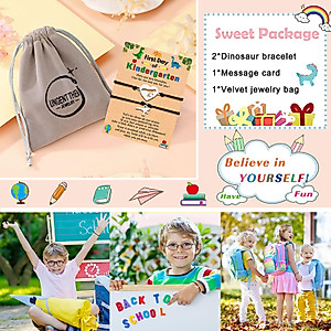 UNGENT THEM First Day of Kindergarten Bracelet Mommy and Me Back to School Stuff Mother Son Dinosaur First Day of School Bracelets Mom and Son Back to School Gifts for Boys