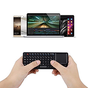 Serounder 2.4GHz Touchpad Keyboard,RT-MWK02 Mini Keyboard Rechargeable Ultra-Thin Mini USB Backlit Keyboard with IR Light for HTPC for PS3/4 for 360 and ONE(QWERTY Keypad)