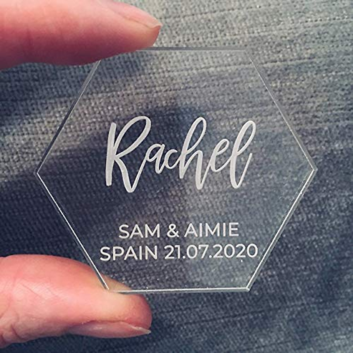 ATOMZING 50 Pcs Clear Hexagon Acrylic Place Cards for Wedding, Blank Acrylic Name Cards for Table Setting, Acrylic Hexagon Tiles Plates,Wedding Seating Cards, Escort Cards 3mm Extra Thick