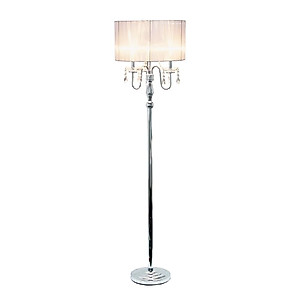 EAUSO Crystal Drop Floor Lamp,Elegant Designs Trendy Romantic Sheer Shade Floor Lamp With Hanging Crystals,create A Romantic Atmosphere In A Living Room Or Office,Great Fit For Any Room,fresh Decorati