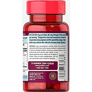 Puritans Pride Red Krill Oil 500 Mg Active Omega Softgels, 30 Count